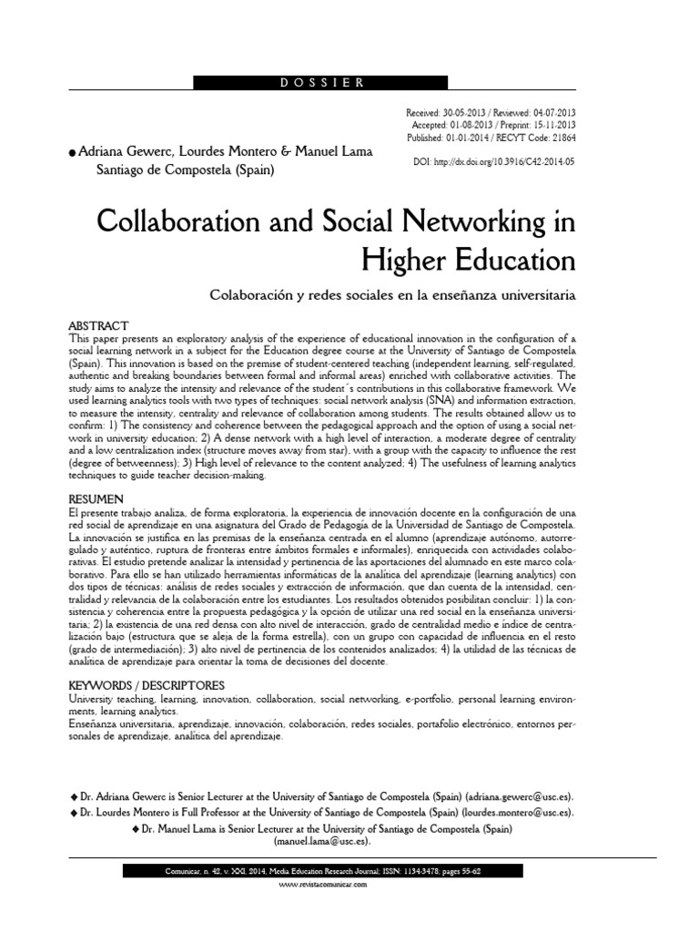 Social Learning Networks in Education | PDF | Educational Technology ...