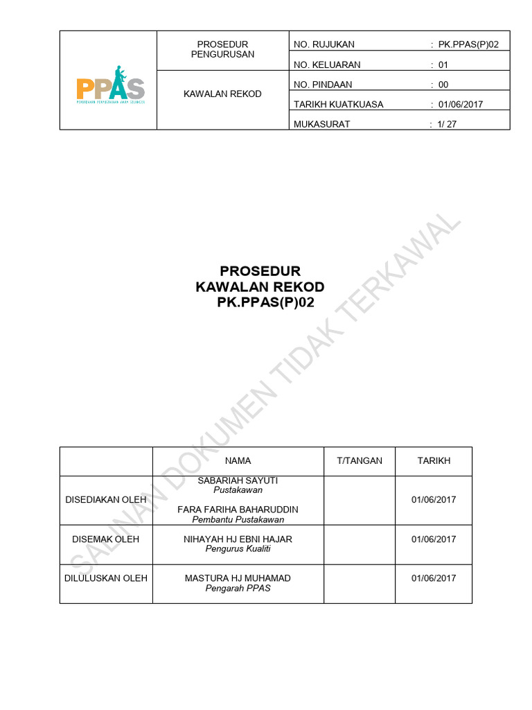 PK PPAS (P) 02-Kawalan Rekod | PDF