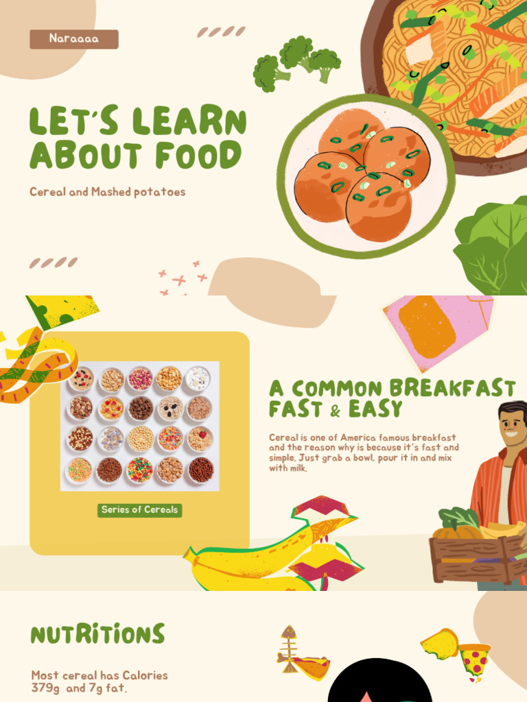 Green and Cream Illustration Let’s Learn About Food Presentation | PDF