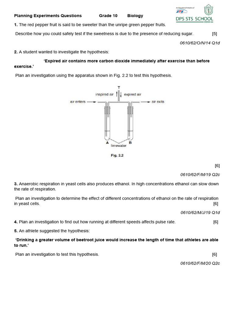 Planning Experiments Questions Pdf
