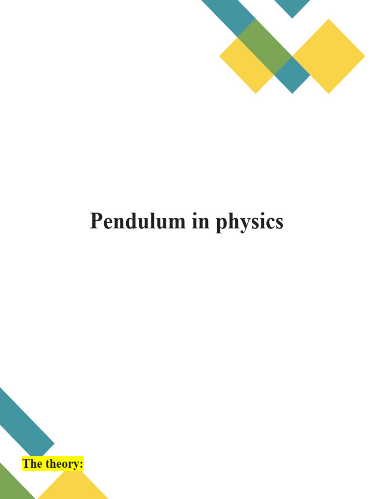 Pendulum In Physics Pdf Pendulum Oscillation