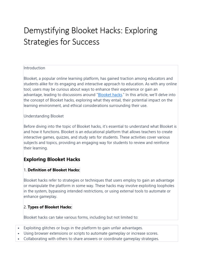 Demystifying Blooket Hacks | Download Free PDF | Learning | Educational ...