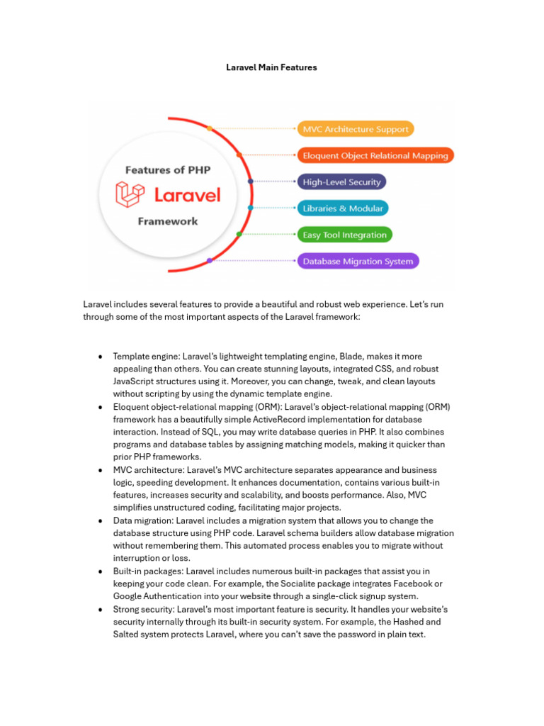 Laravel Main Features | PDF | Databases | Information Retrieval