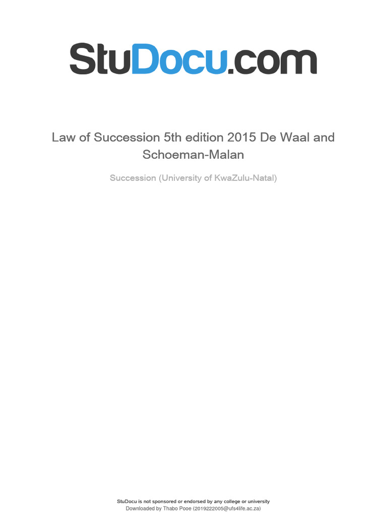 Law of Succession 5th | PDF | Will And Testament | Intestacy