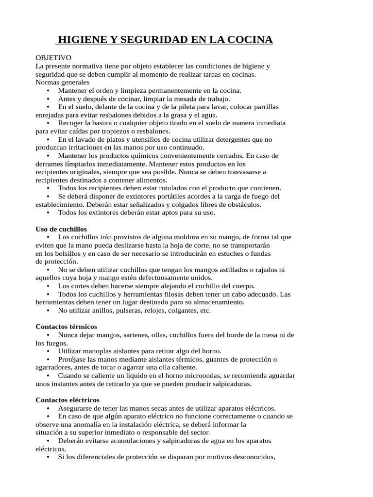 Higiene y Seguridad | PDF | Cuchillo | Ventilación (Arquitectura)