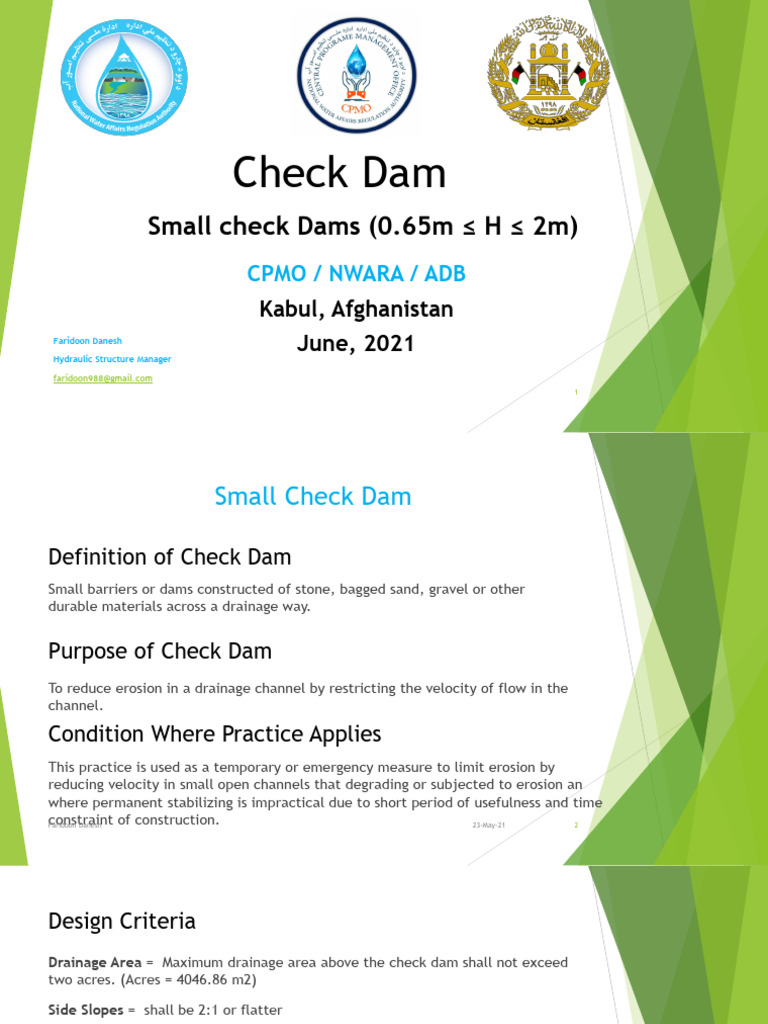 Small Check Dam Design Guidelines | PDF | Dam | Water