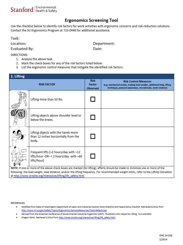 Industrial - Ergo - Screening Stanford | Download Free PDF | Human ...