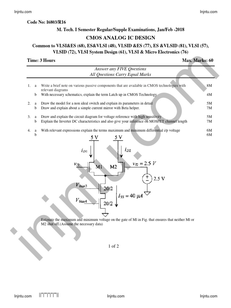CMOS Analog IC Design Exam Guide | PDF | Cmos | Operational Amplifier
