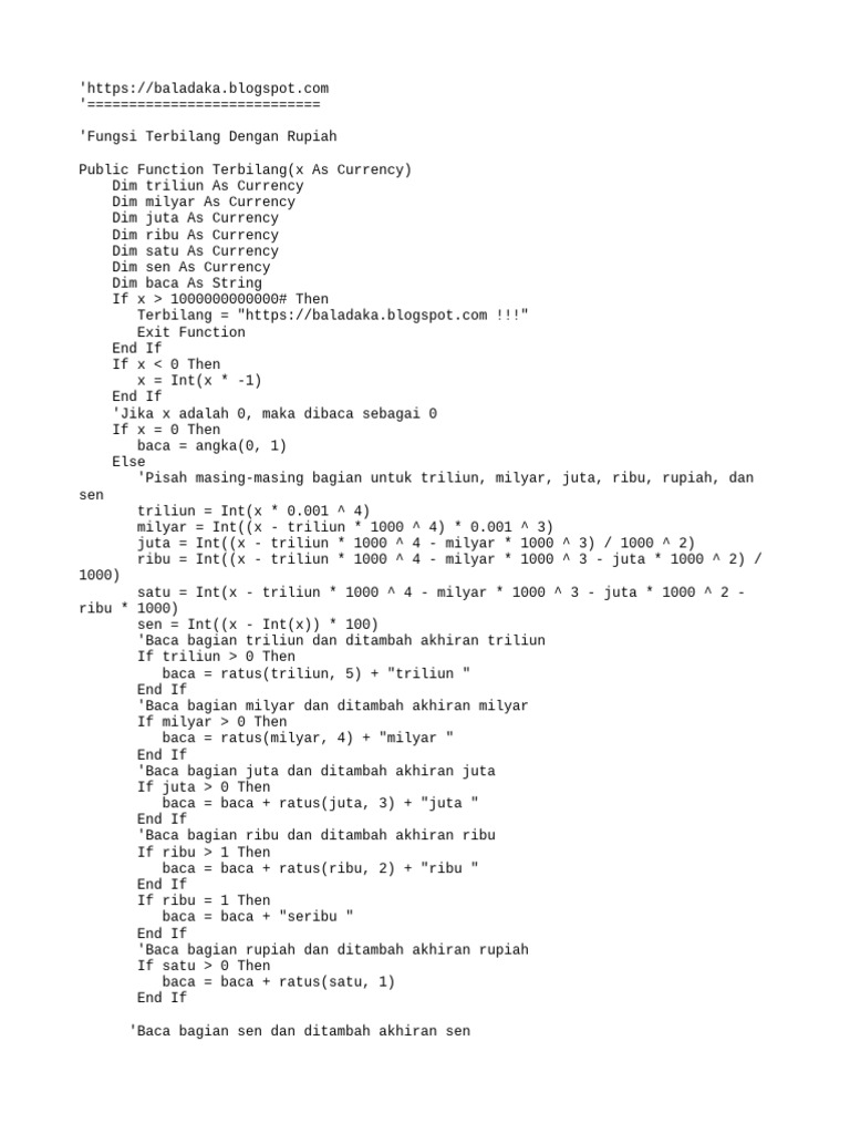 Rumus Terbilang | PDF