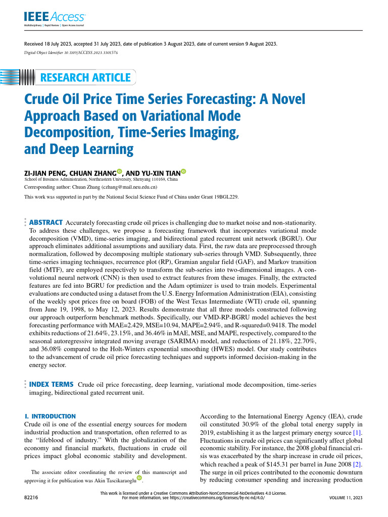 Crude Oil Price Time Series Forecasting: A Novel Approach Based On ... Crude Oil Price Time Series Forecasting: A Novel Approach Based On ...