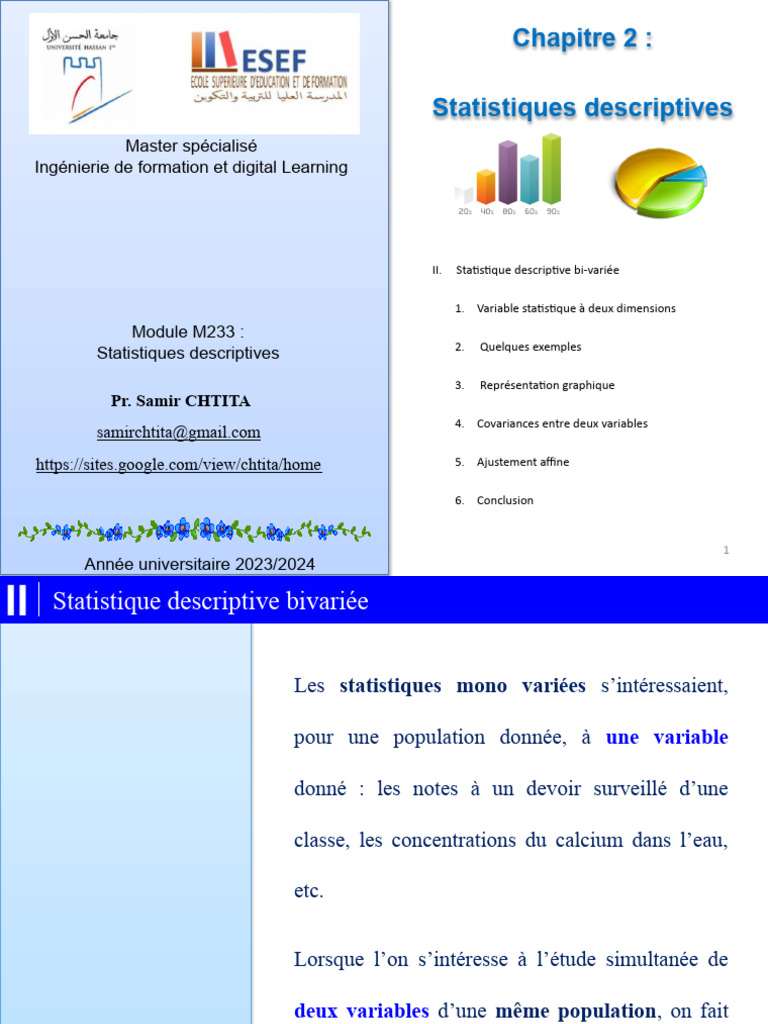 Cours Statistiques Descriptives 7 Pr. Chtita | PDF | Ajustement affine ...