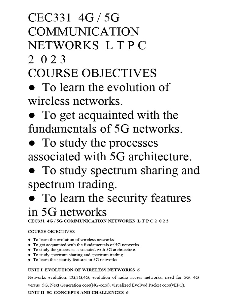 4G/5G Syllabus | PDF | 4 G | Radio
