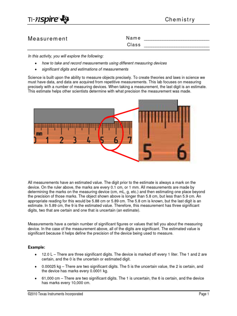 01measurement SG | PDF | Significant Figures | Measurement
