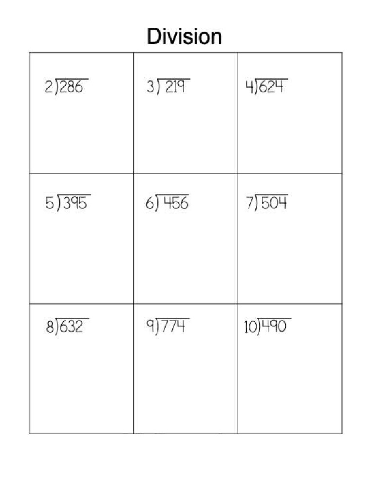 Division Worksheet | PDF