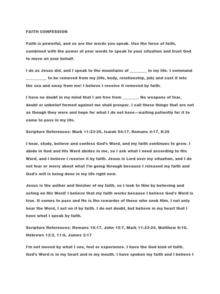 Faith Confessions and Declarations | PDF