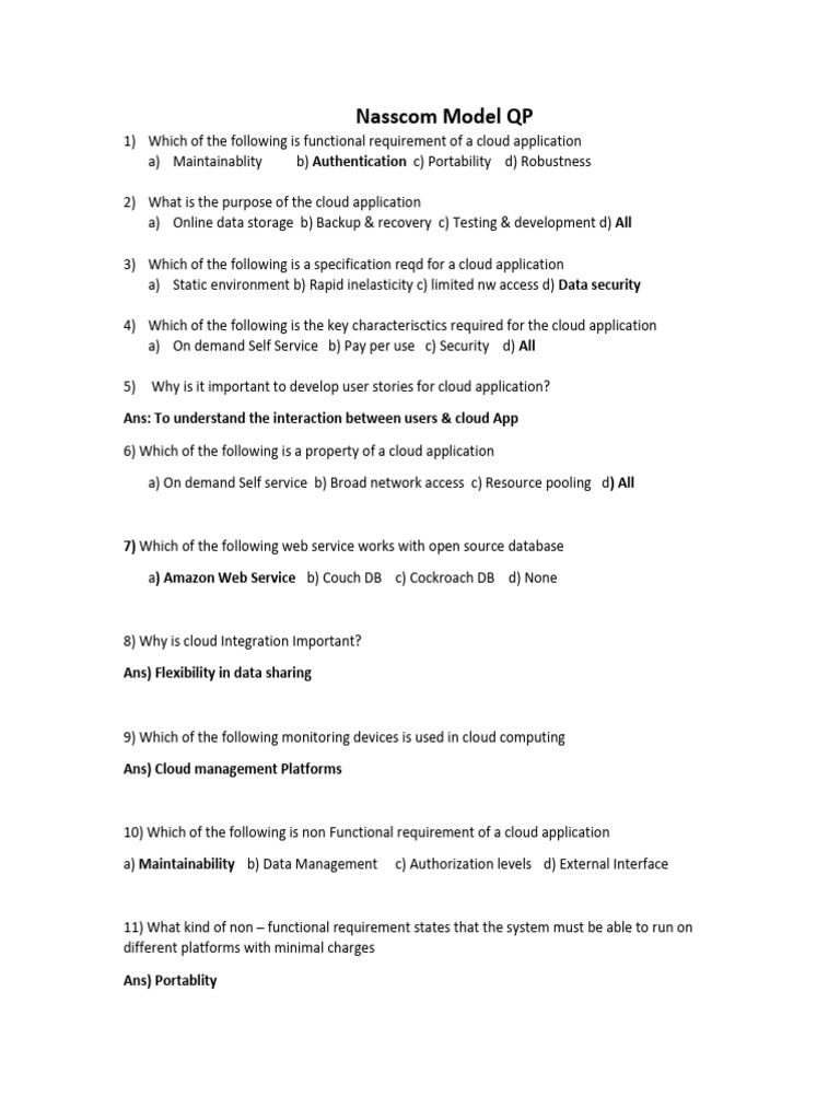 Nasscom_CAD_Assesment Tech | PDF | Cloud Computing | Software As A Service