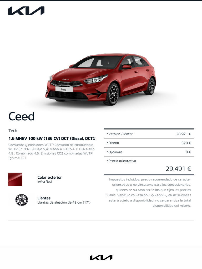Kia Configurator Ceed Tech 20230511 | PDF | Neumático | Vehículo de motor