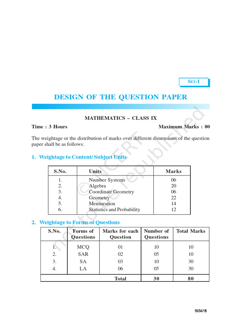 Class 9tb Maths Sample Paper | PDF | Area | Triangle
