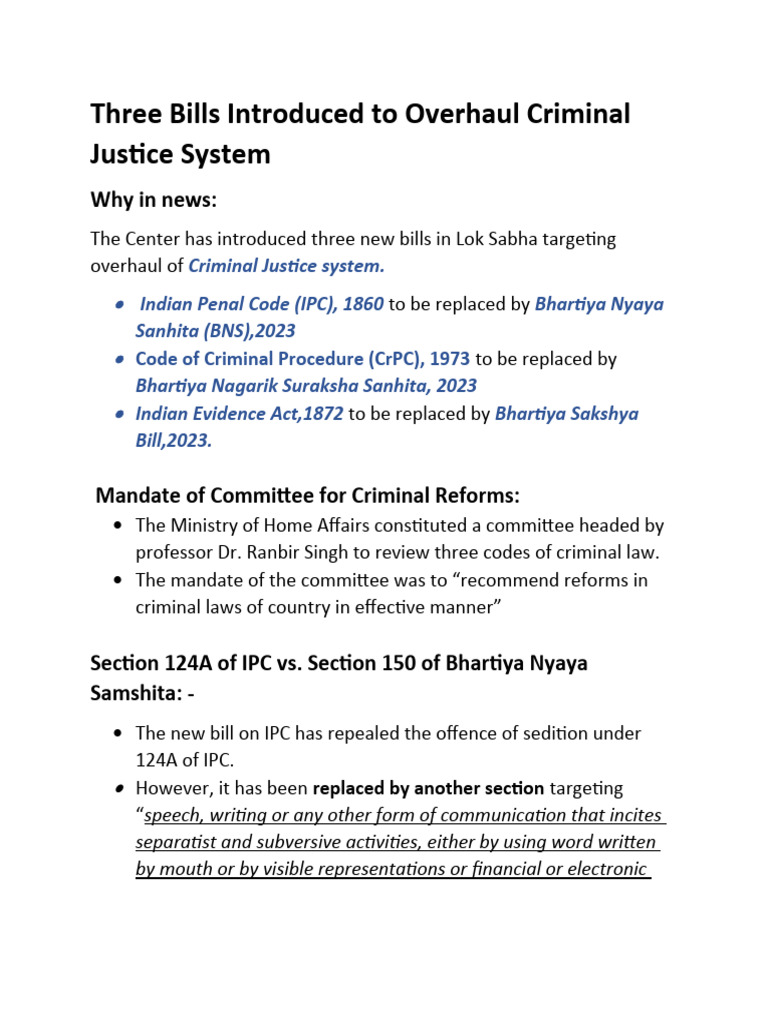 Three Bills Introduced To Overhaul Criminal Justice System | PDF | Justice | Crime & Violence