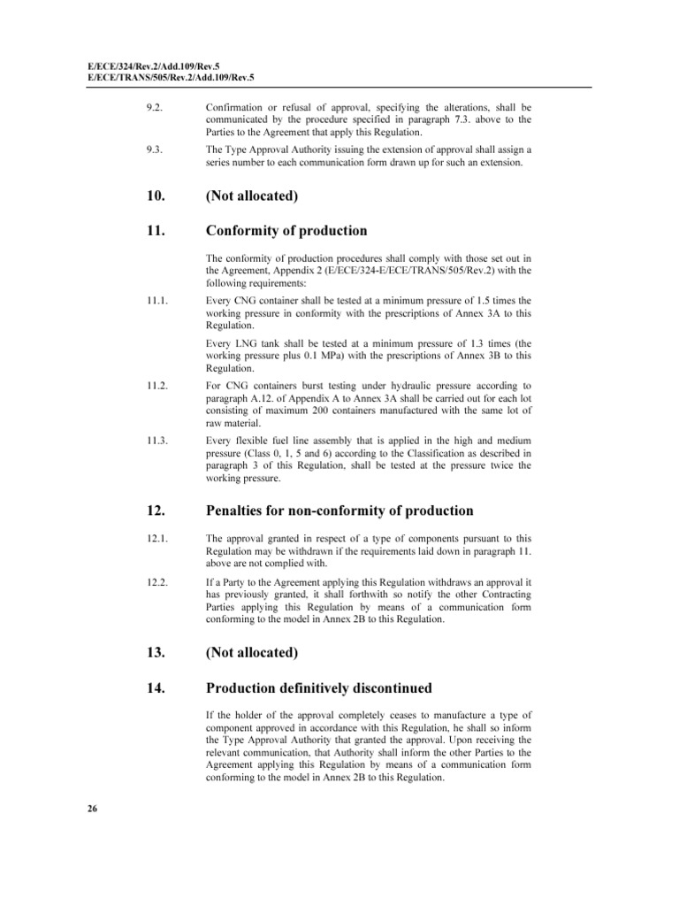 (Not Allocated) 11. Conformity of Production: E/ECE/324/Rev.2/Add.109 ...