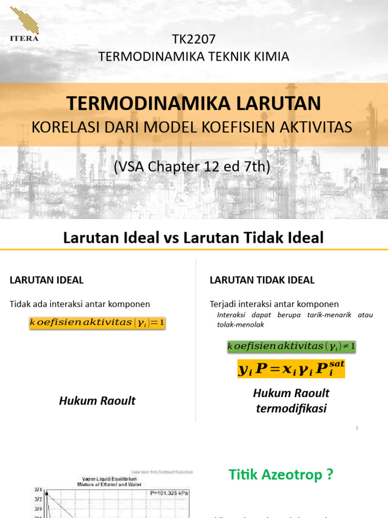 Korelasi Dari Model Koefisien Aktifitas | PDF