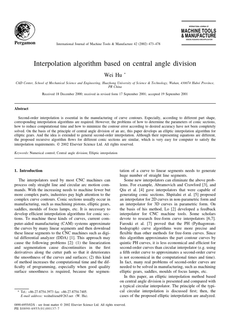 Interpolation Algorithm Based On Central Angle Division | PDF | Ellipse ...