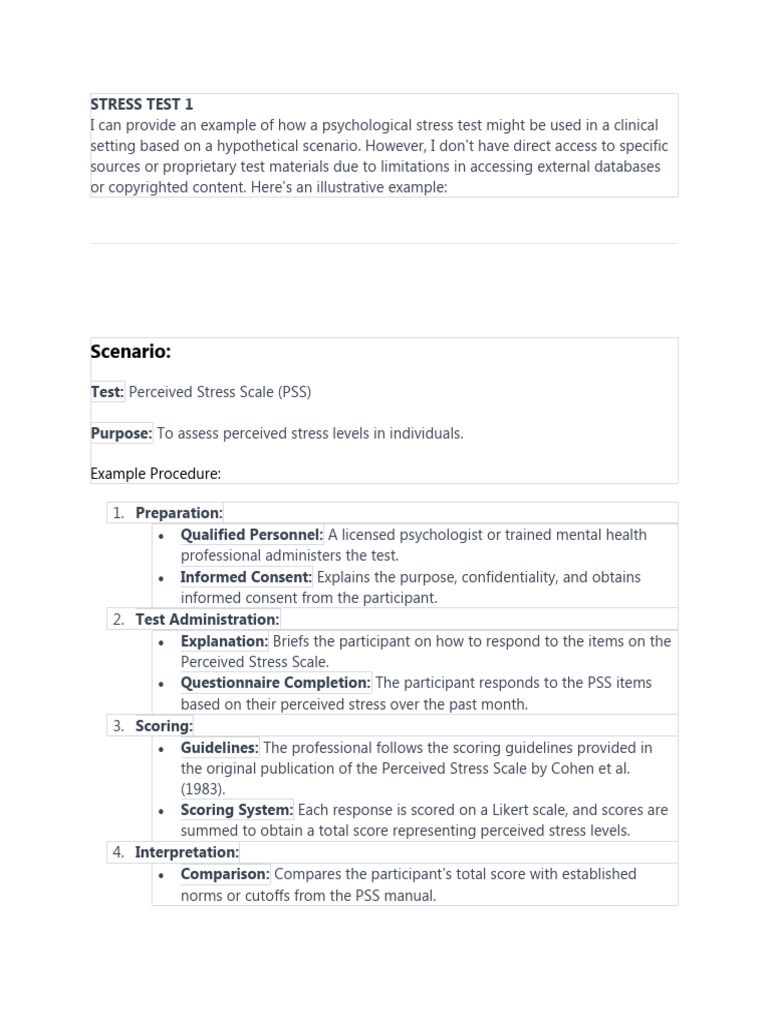 Standart Stress Tests | PDF | Psychology | Stress (Biology)