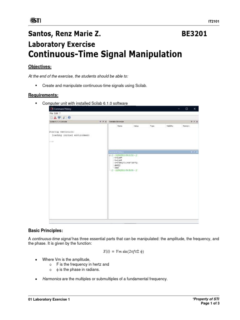Signal Manipulation Lab Exercise | PDF | Phase (Waves) | Amplitude