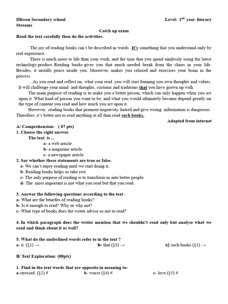 Catch Up Exam 1 1as Literary Stream | PDF | Thought | Cognitive Science