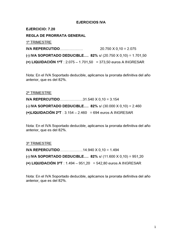 Eje.7.20 Prorrata General | PDF