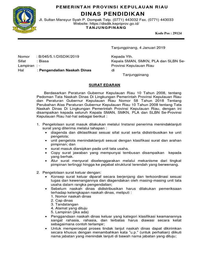 #Surat Edaran Tata Naskah 2019 | PDF