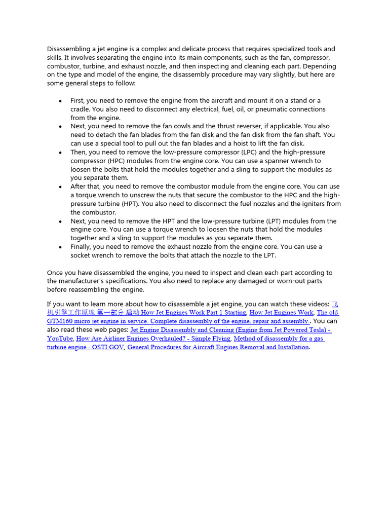 How To Disassemble Jet Engines | PDF | Jet Engine | Engines