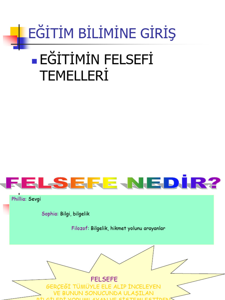 Eğitimin Felsefi Temelleri | PDF