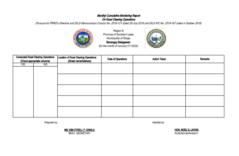 Road Clearing Report Form | PDF