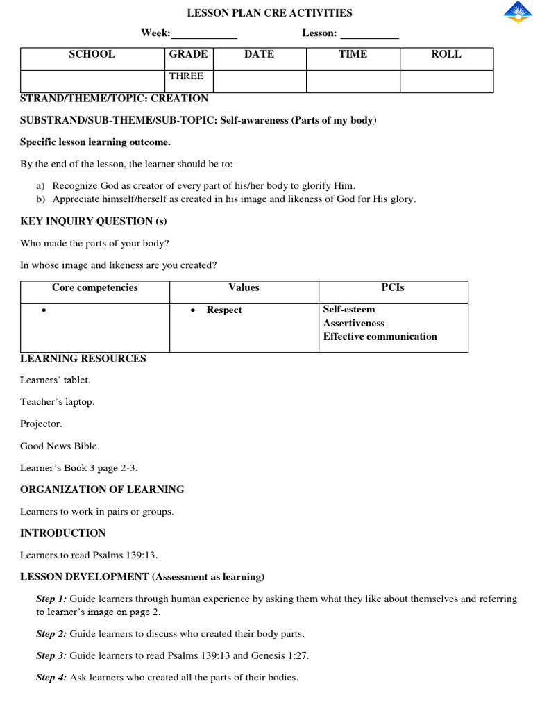 GRADE 3-Creation-Lesson-Plans-Cre-Word-Format | PDF | Learning | Lesson ...