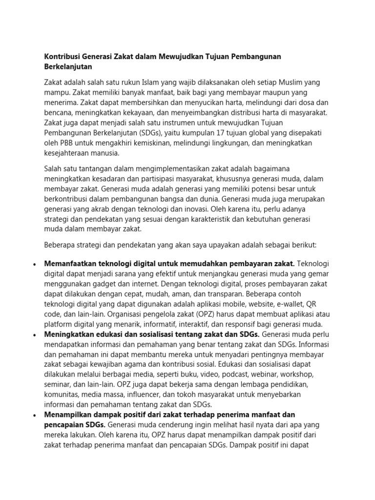 Contoh Essay Zakat | PDF