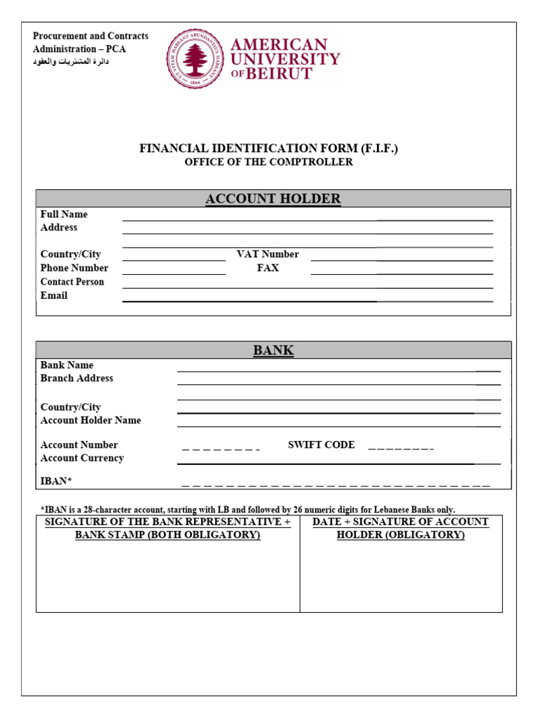 Account Holder: Financial Identification Form (F.I.F.) | PDF