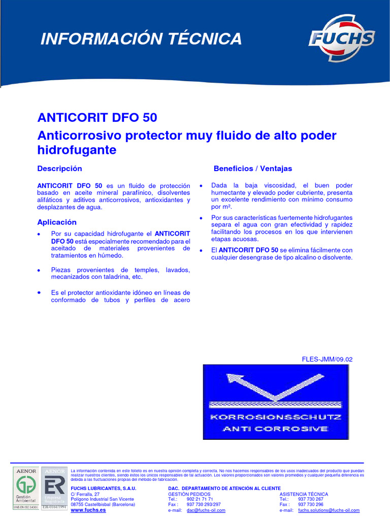 Anticorit Dfo 50 | PDF | Agua | Sector secundario de la economía