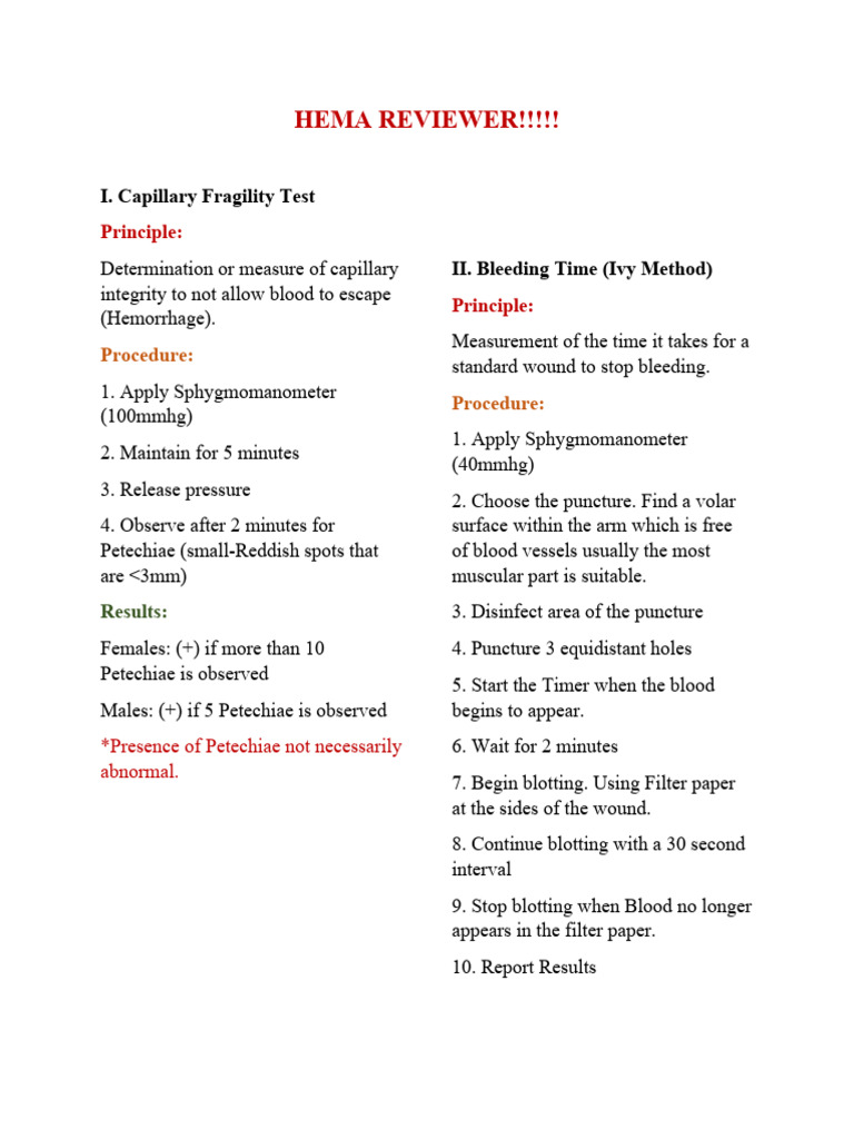 Hema Reviewer | PDF | Coagulation | Platelet