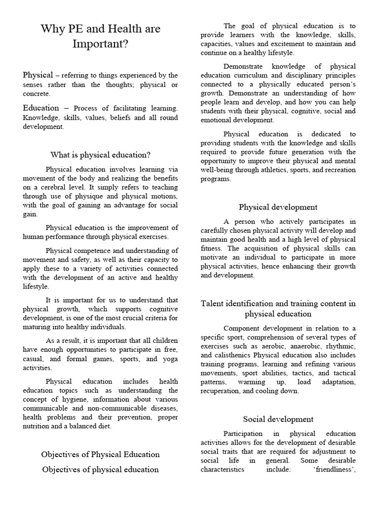 Lectture 1 - Why PE and Health Are Important | PDF | Physical Fitness ...
