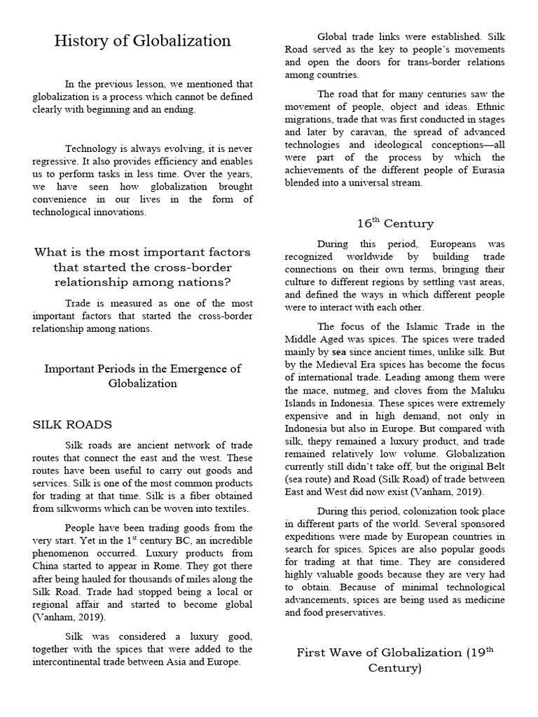 Lecture 4 - History of Globalization | PDF | Industrial Revolution | Trade