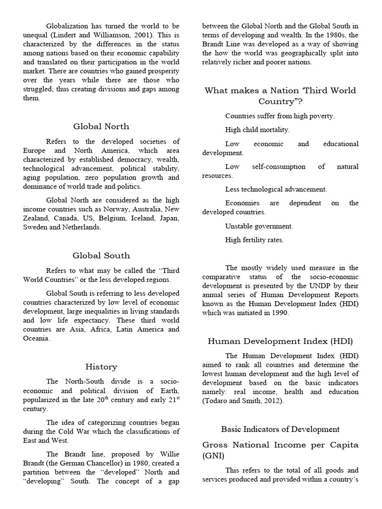 Global North vs Global South Explained | PDF | Developing Country ...