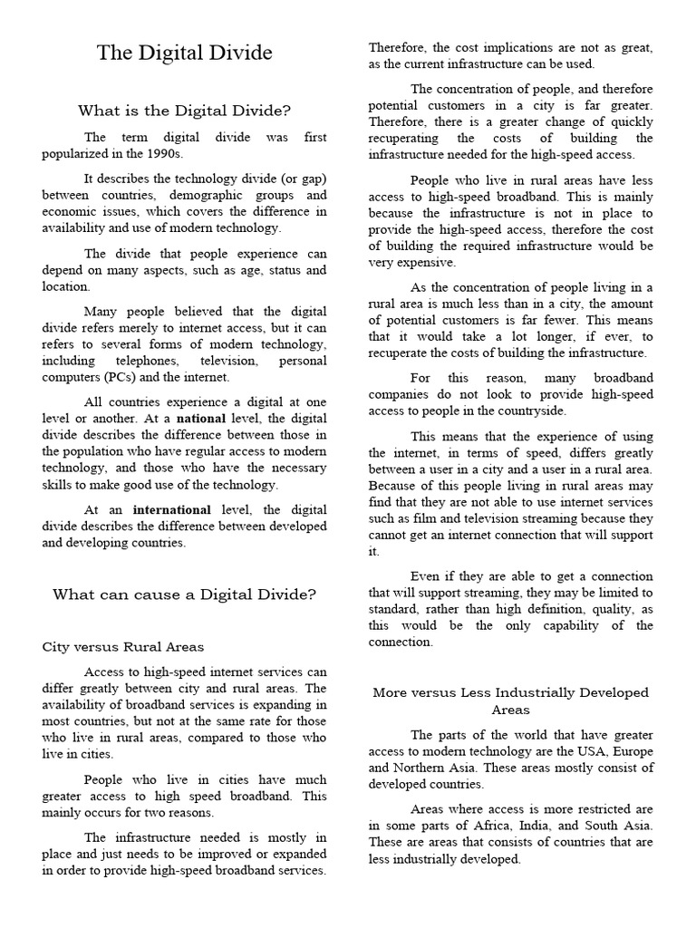 Lecture in TWC The Digital Divide | PDF | Internet Access | Internet