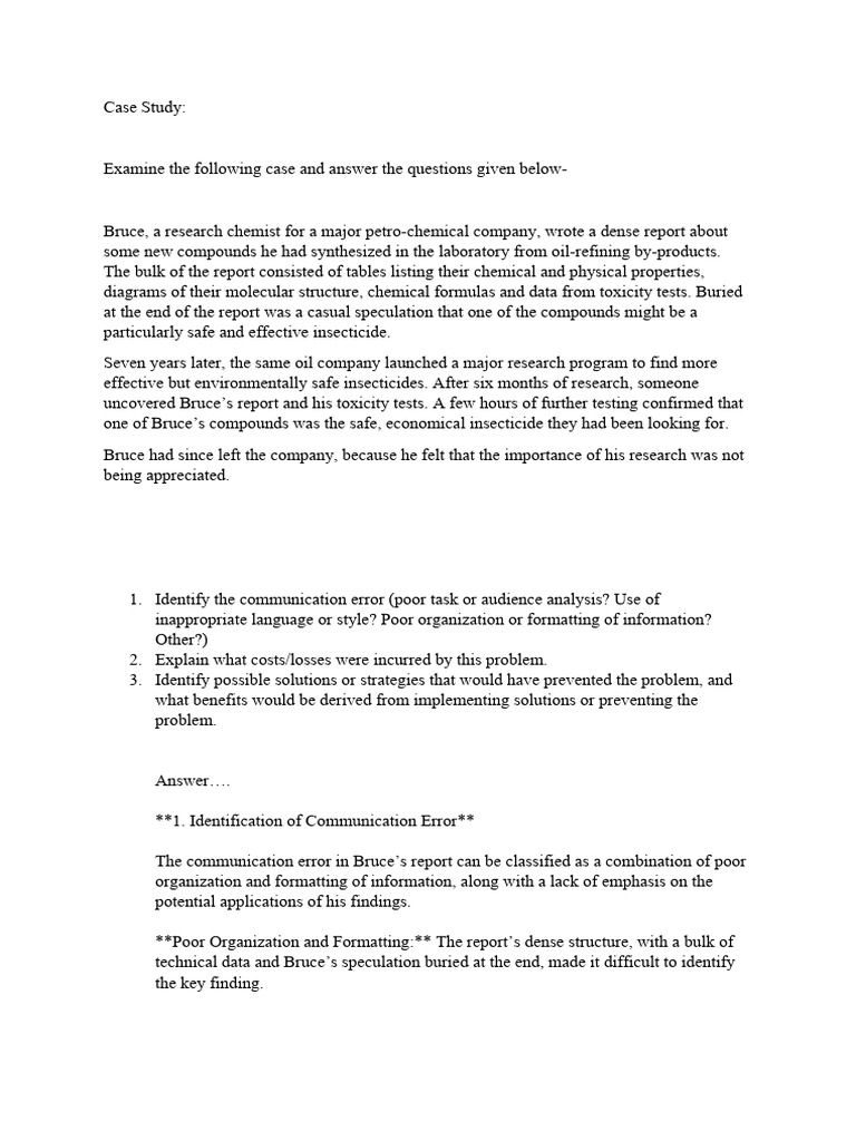 Case Study-Assignment | PDF | Chemical Substances | Information