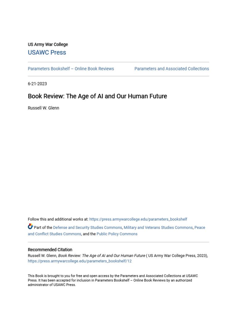 Book Review_ The Age of AI and Our Human Future | PDF | Artificial Intelligence | Intelligence ...