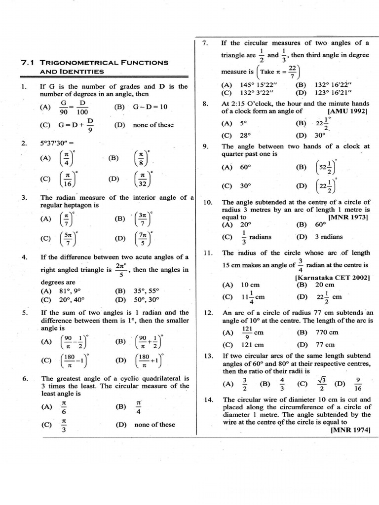 Trigonometric Ratios & Identities-1 | PDF