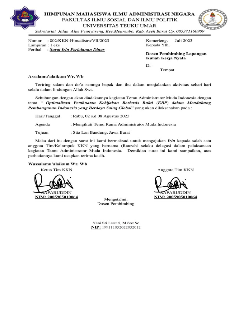 Surat Izin DPL | PDF