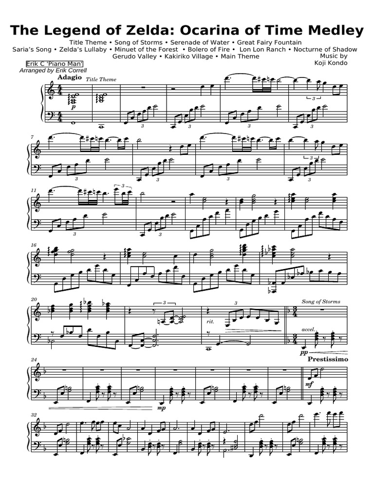 Ocarina of Time Piano Medley | PDF | Musical Compositions | Nintendo ...
