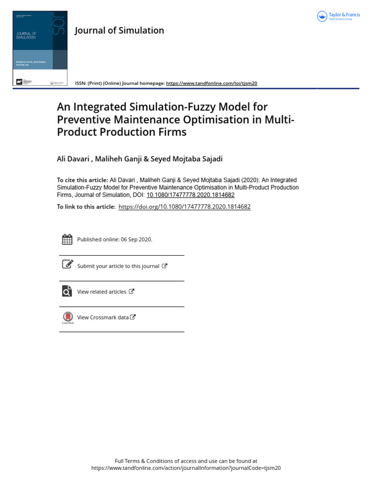 Preventive Maintenance Optimization Model | PDF | Simulation | Systems Science