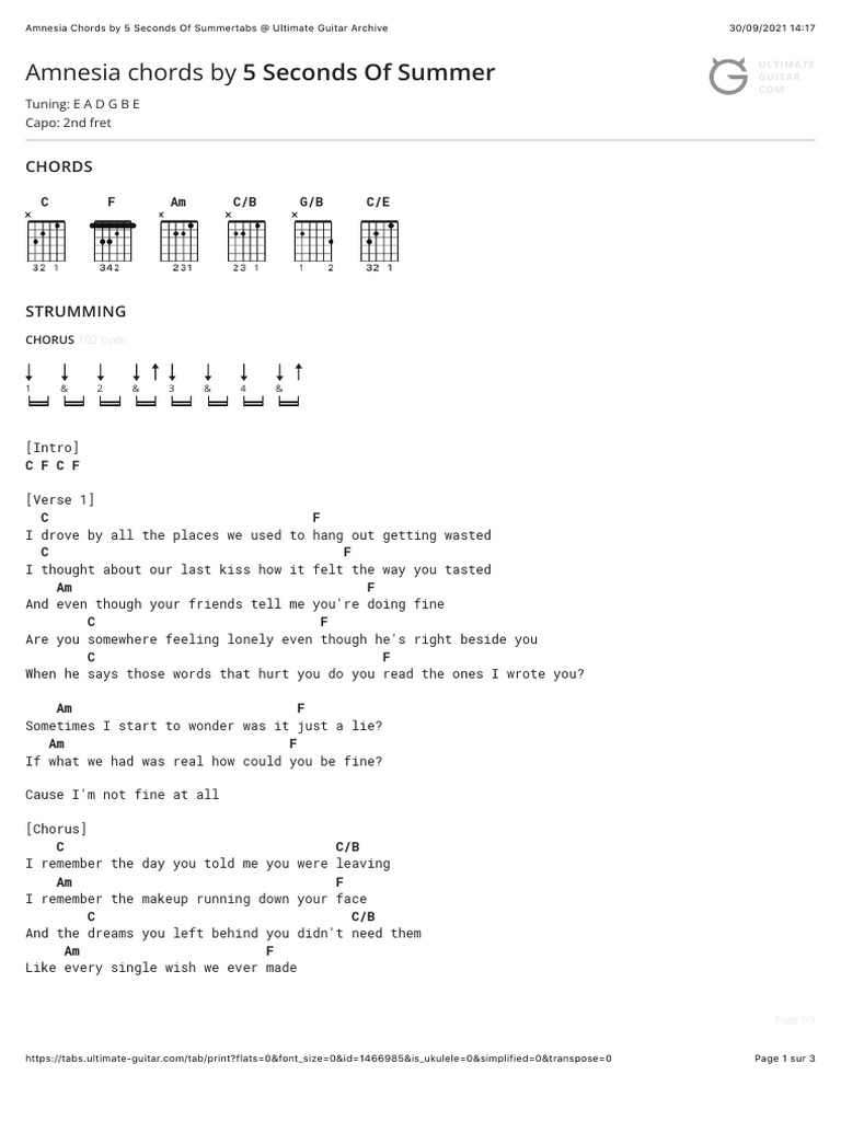 Amnesia - 5 Seconds of Summer | PDF | Song Structure